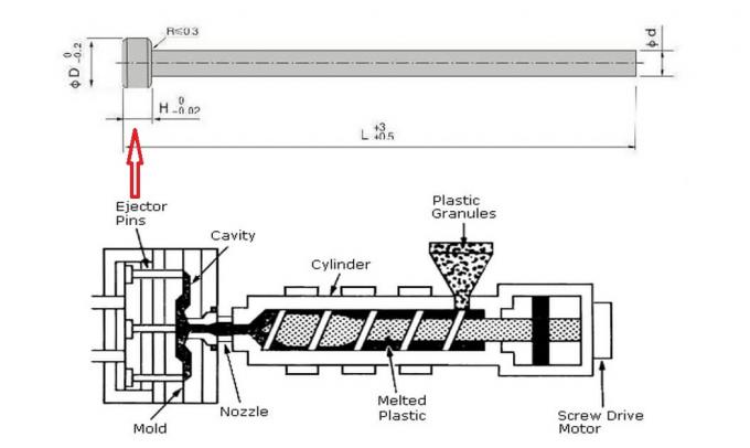 Die Casting Ejector Pins Injection Molding SKD61 Diameter 0.8~25mm