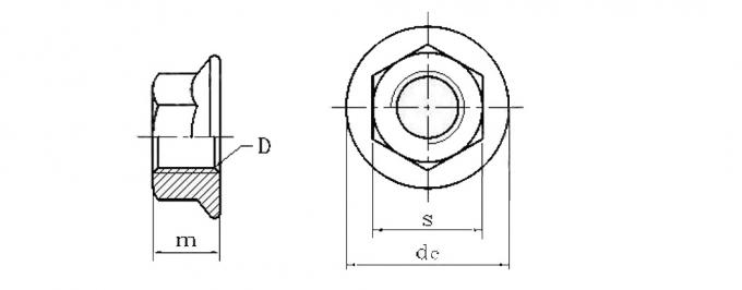 Hex Head Flange Nuts Fully Threaded Iron / Alloy Steel Material Metric ...