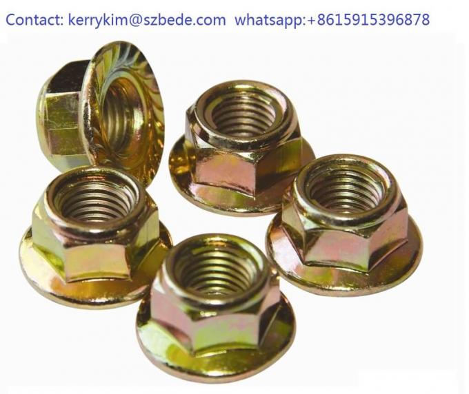 Hex Head Flange Nuts Fully Threaded Iron / Alloy Steel Material Metric ...